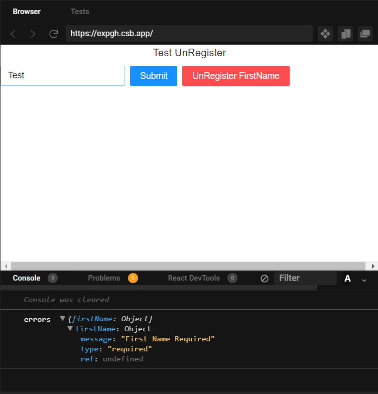 Controller and unregister not working as expect · Issue #4803 · react-hook-form/react-hook-form ...
