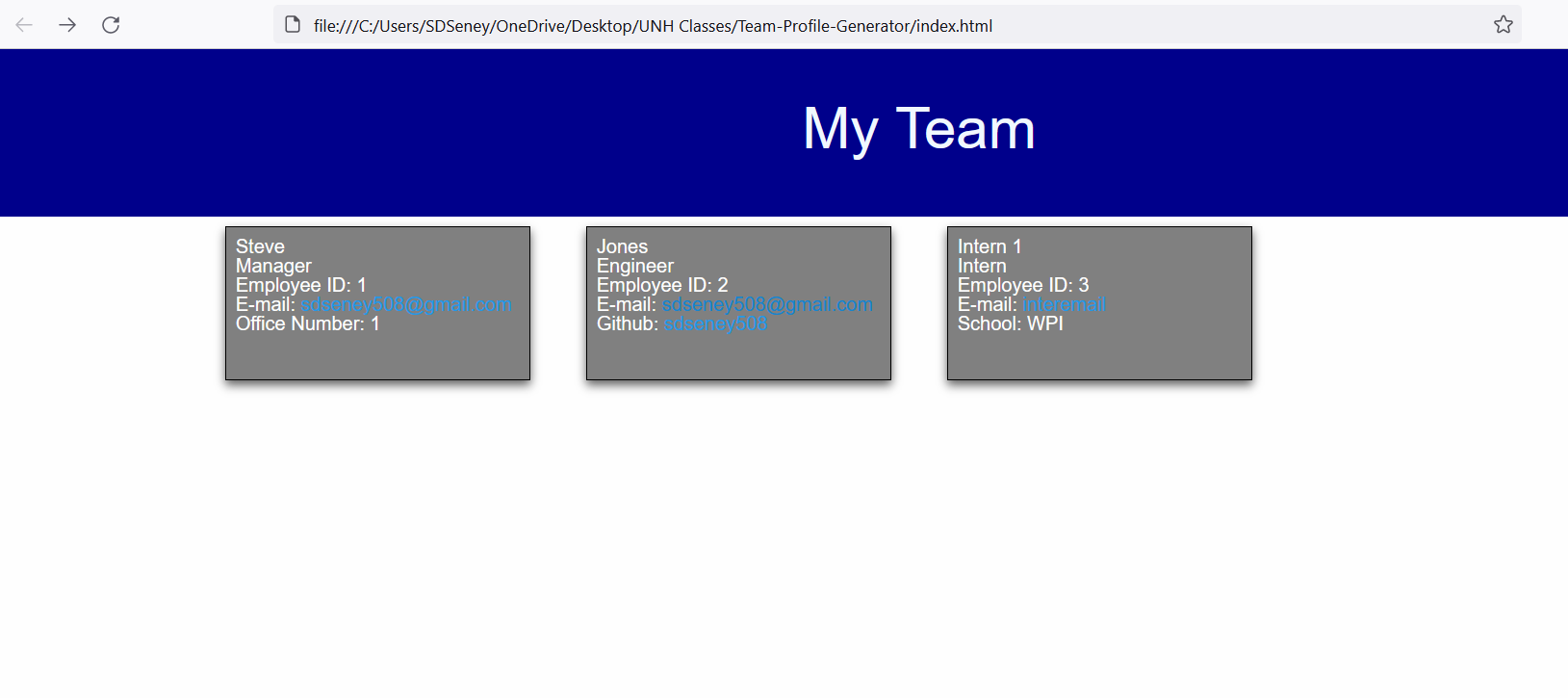 GitHub - sdseney508/Team-Profile-Generator