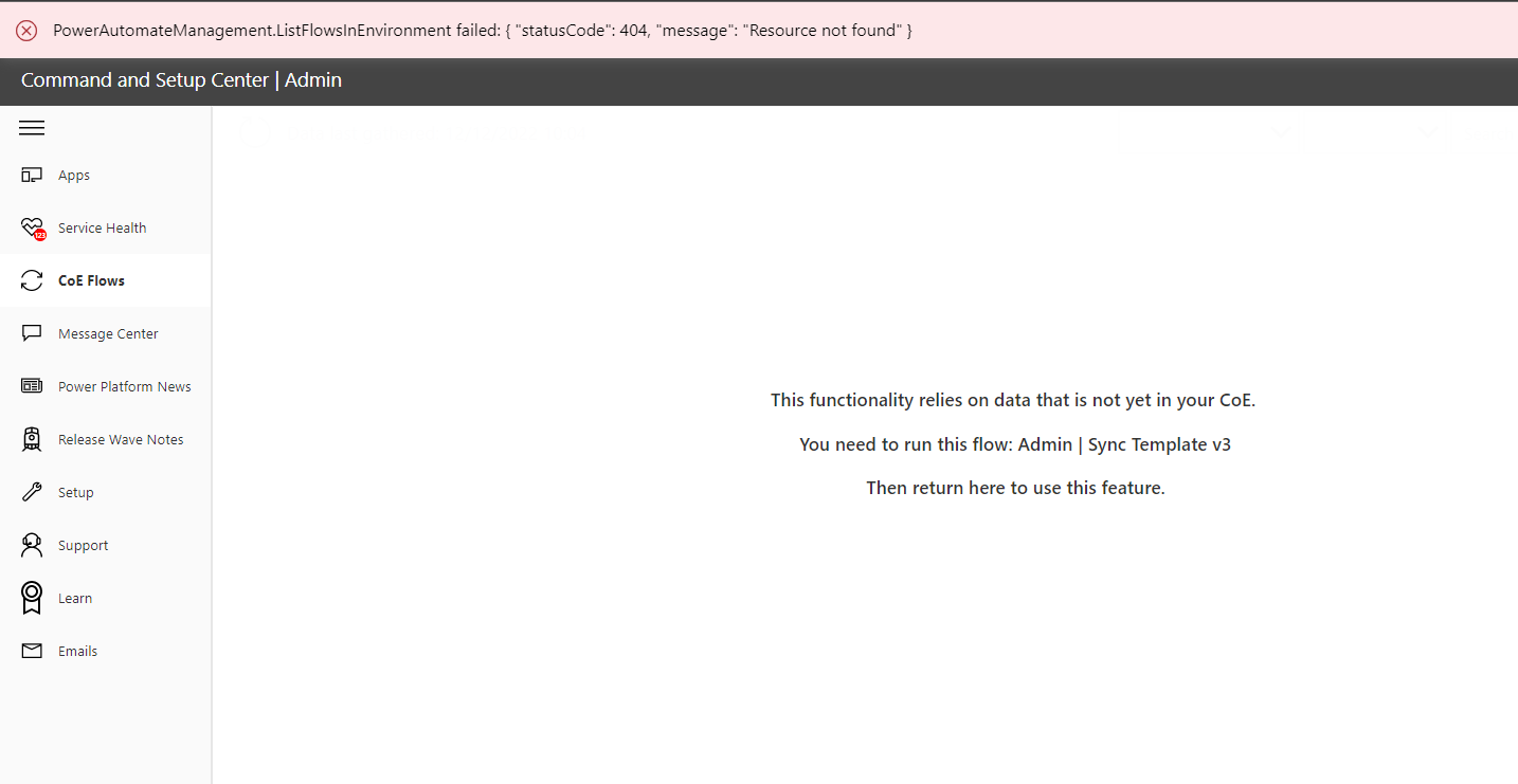 Coe Starter Kit Bug Cannot Display Flows In Admin Command Center 1388