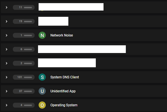 Show Icon for OS Components - Operating System, Network Noise, System DNS Client, Unidentified ...
