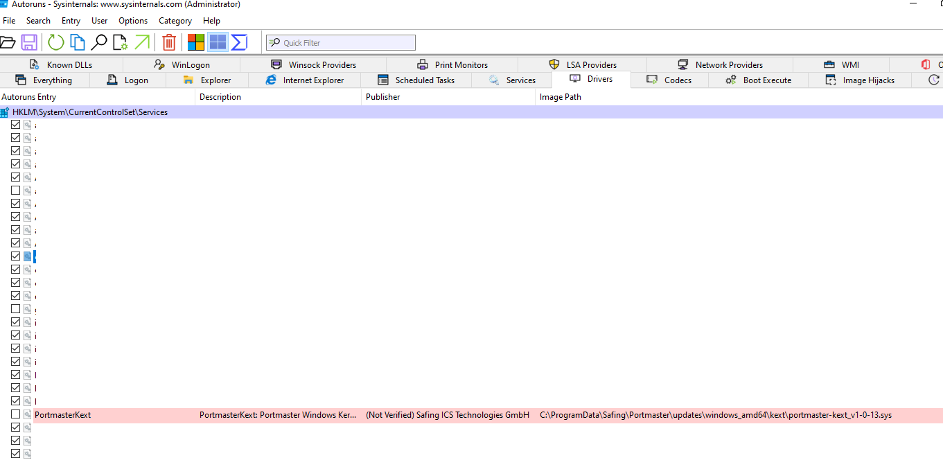 Autoruns PortmasterKext is disabled. Should I enable it? · Issue #913 · safing/portmaster · GitHub