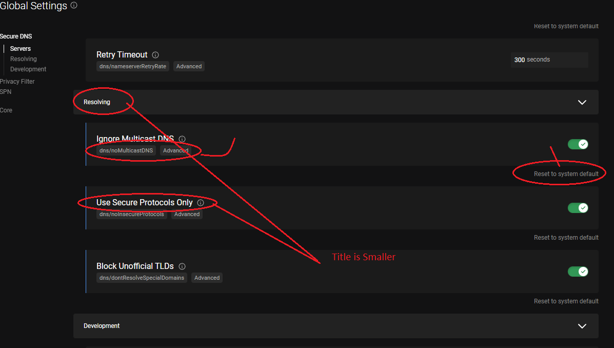 Settings: Move settings category, Reset to Default, Make Title Bigger · Issue #377 · safing ...