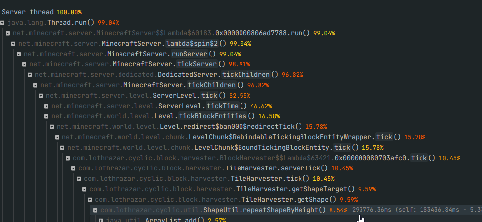 Massive lag with harvesters · Issue #2211 · Lothrazar/Cyclic · GitHub