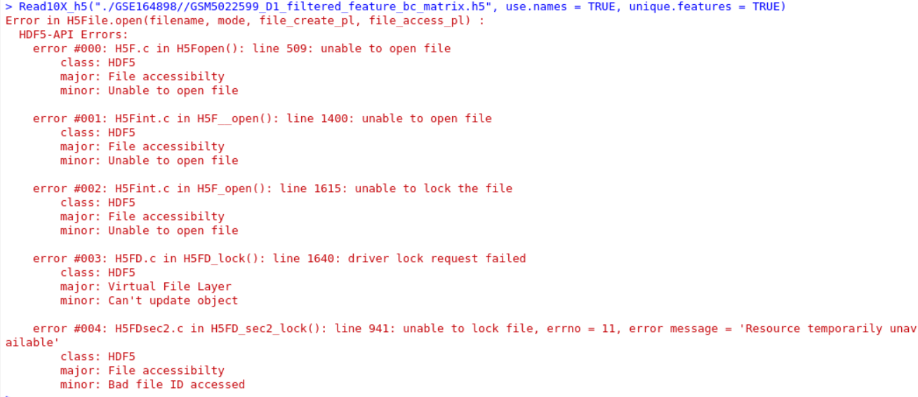 Unable To Open h5 File With Read10X h5 Issue 103 Satijalab 