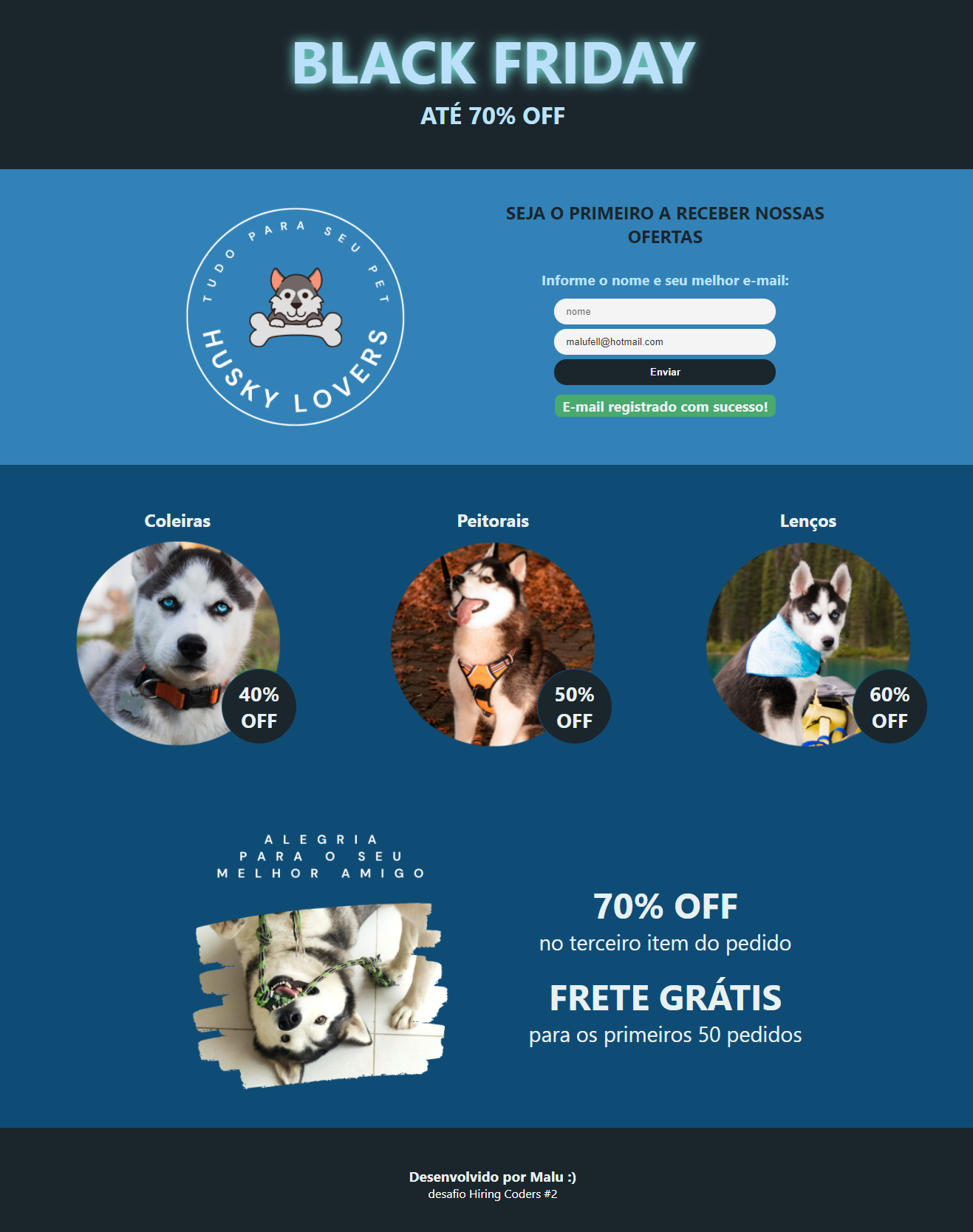 GitHub - malufell/desafio-landing-page: Landing page para Husky Lovers