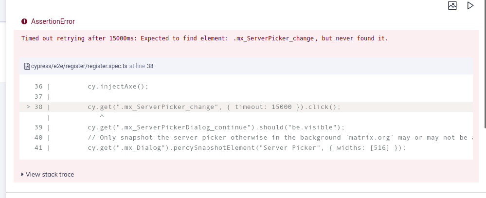 Cypress: Your Element is misconfigured flake · Issue #23294 · element-hq/element-web · GitHub
