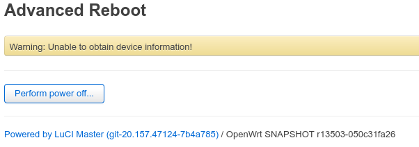 luci-app-advanced-reboot: Warning: Unable to obtain device information! · Issue #4135 · openwrt ...