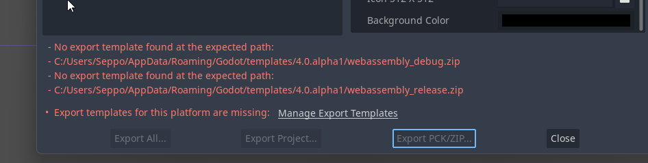 (4.0) Exporting your project to HTML or .exe does not work at all... · Issue #58573 ...