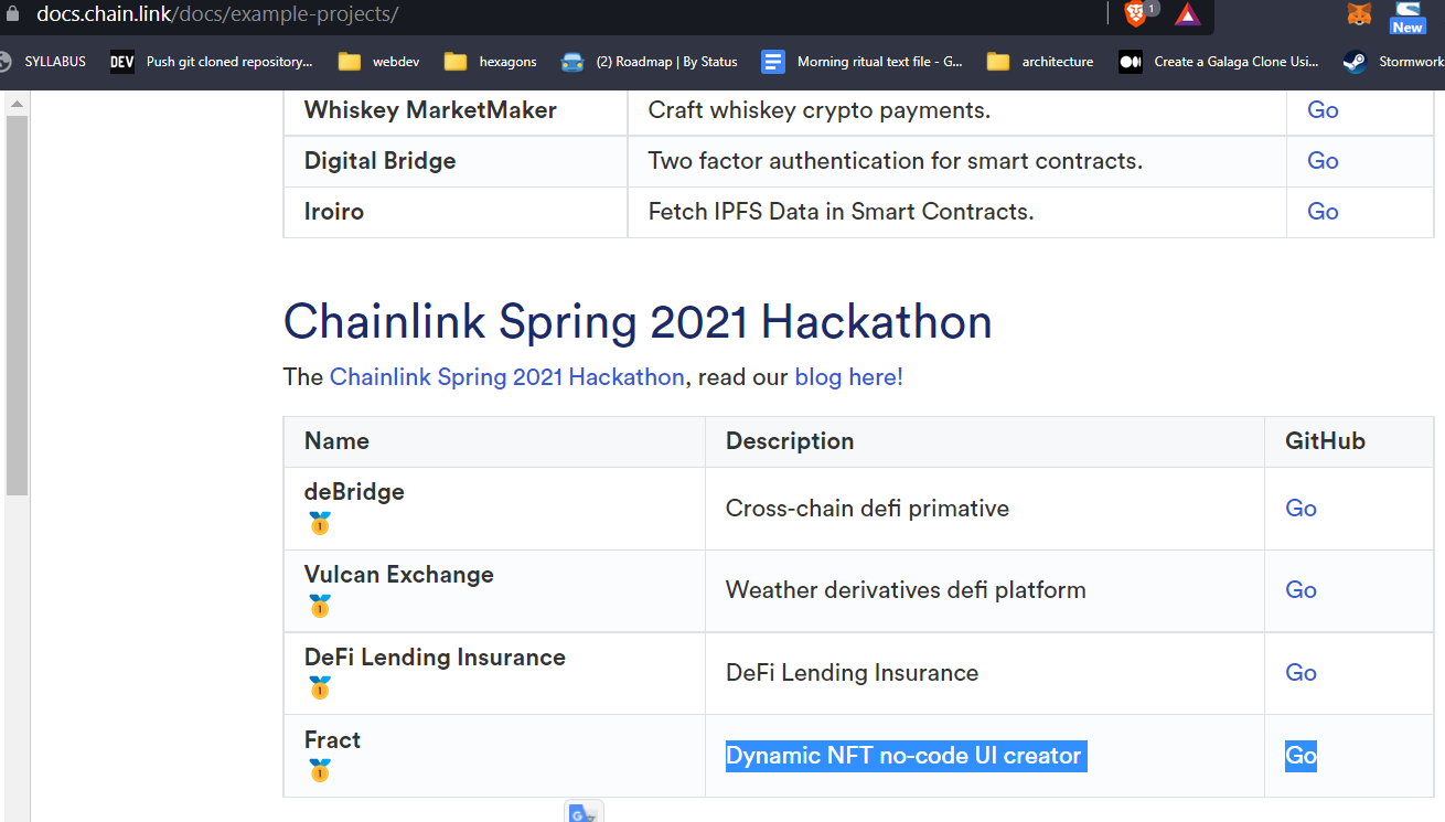 [Bug]: Hackathon Example Fract Github Link B · Issue #747 · smartcontractkit/documentation · GitHub