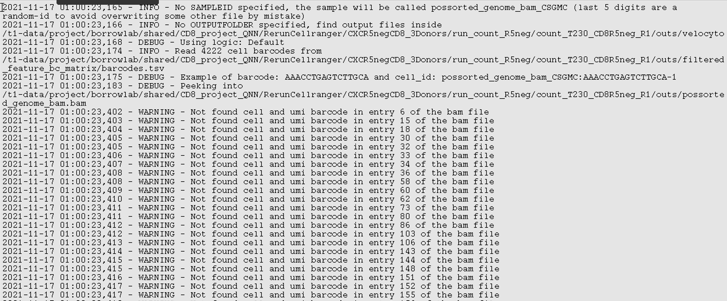 How to fix MemoryError (f" bam file #{k} could not be sorted by cells ...