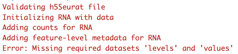 Error: Missing required datasets 'levels' and 'values' · Issue #125 · mojaveazure/seurat-disk ...