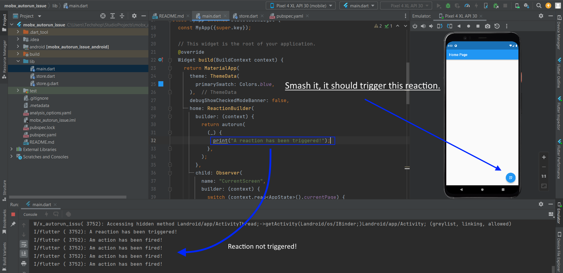 `autorun` isn't triggered on state mutation. · Issue #895 · mobxjs/mobx.dart · GitHub