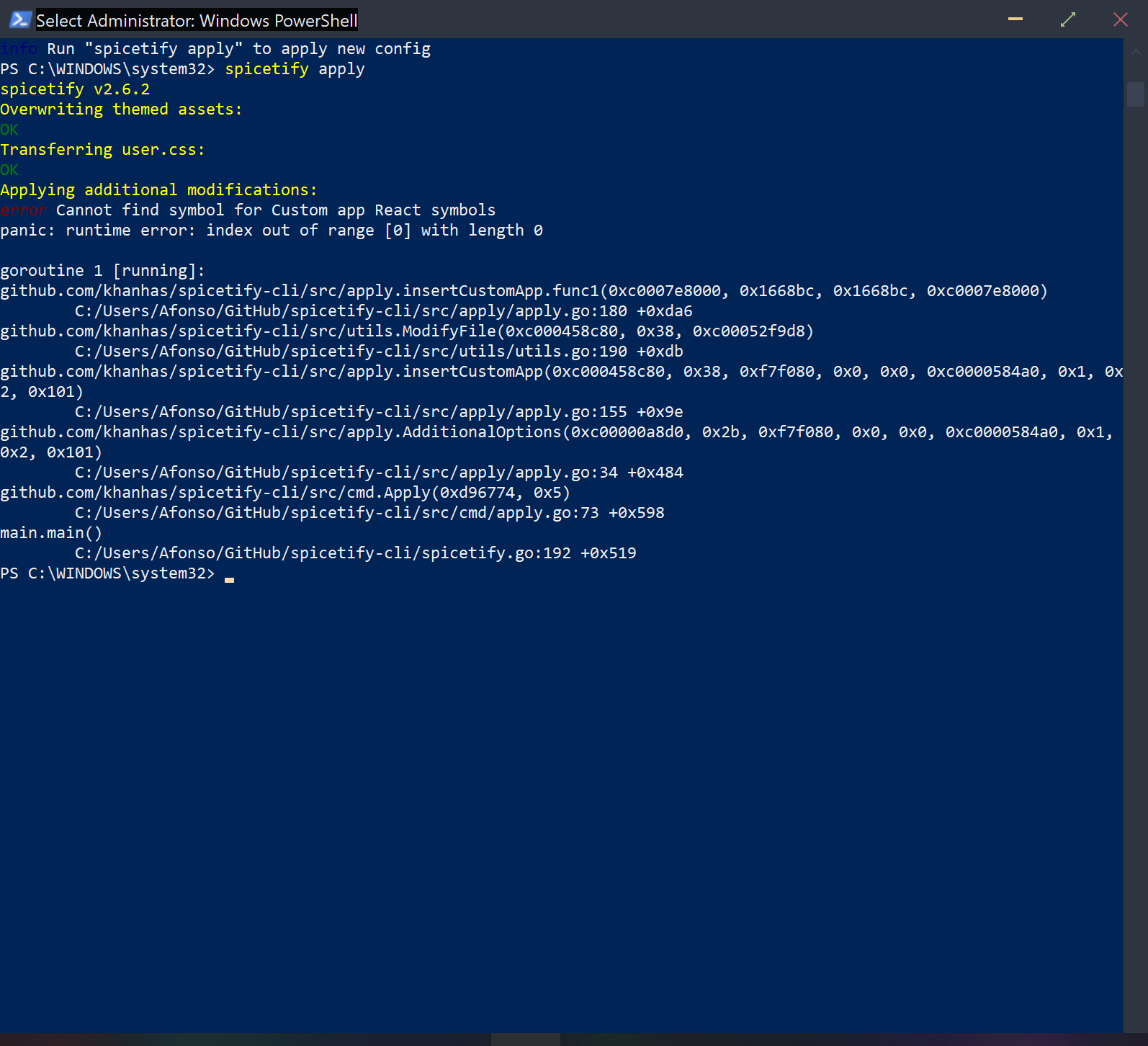 Any Custom app errors Spotify · Issue #1039 · spicetify/cli · GitHub