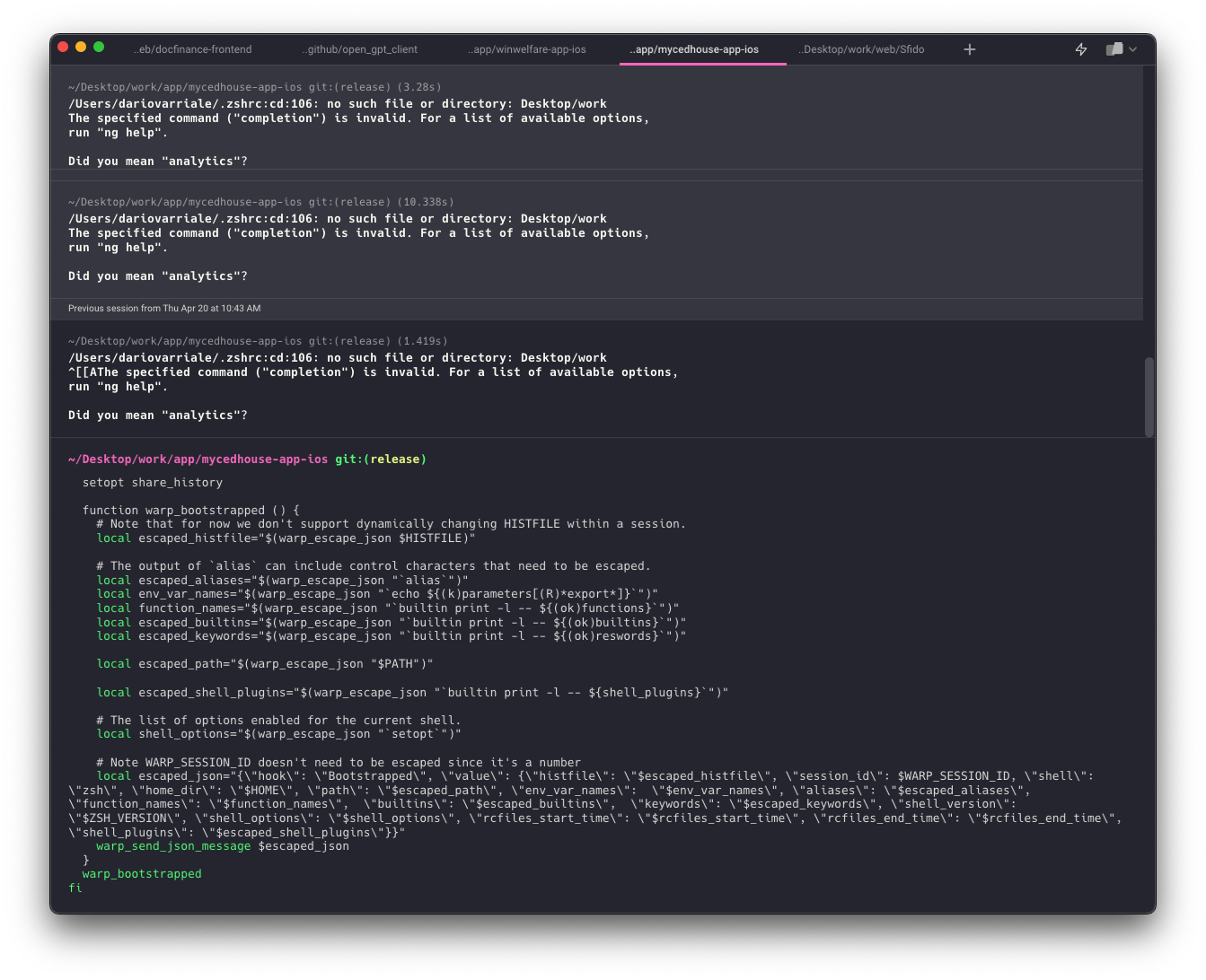 Internal WARP code dumped when started a new window · Issue #2960 · warpdotdev/Warp · GitHub