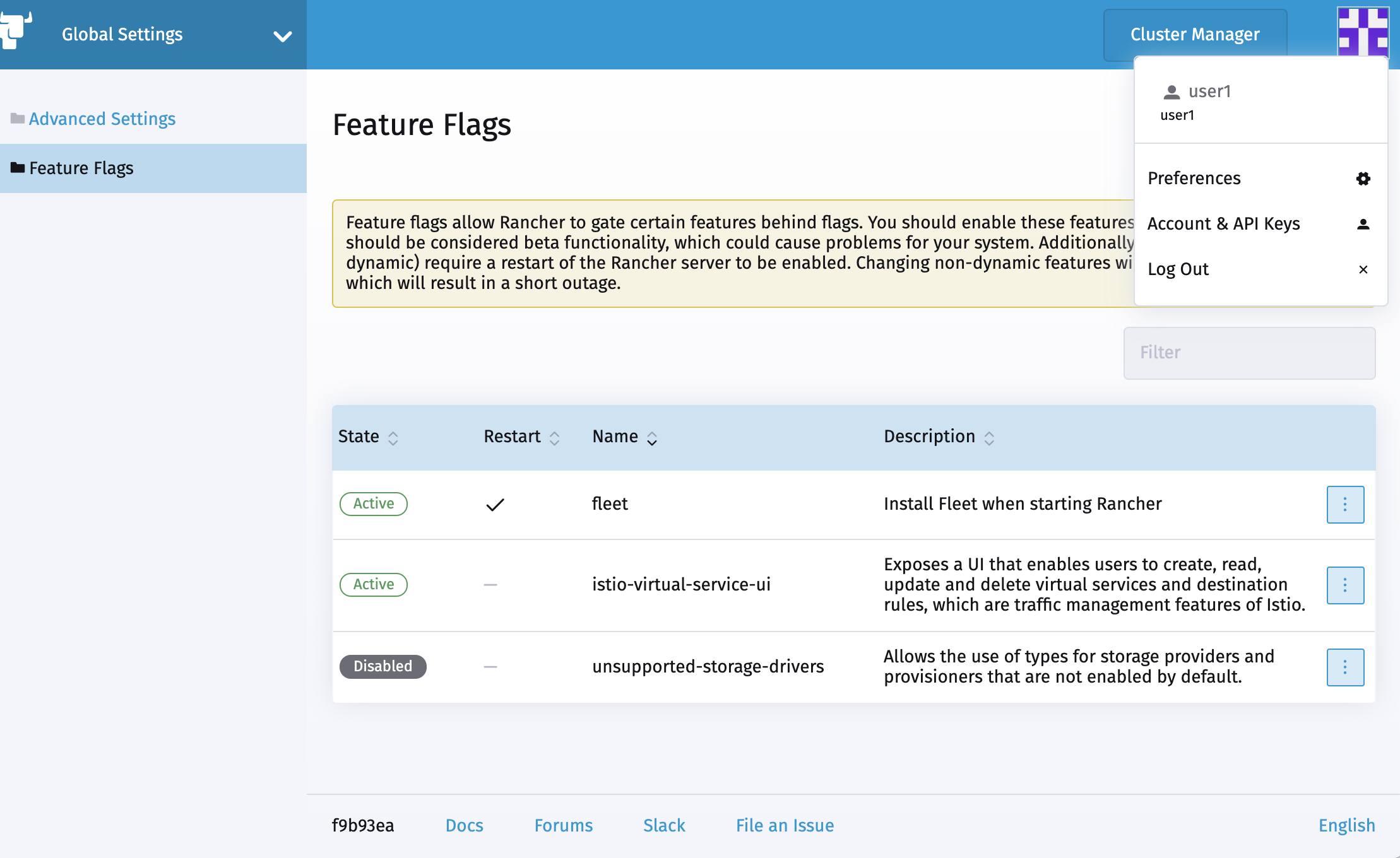 Standard User sees options to activate/deactivate feature flags · Issue ...