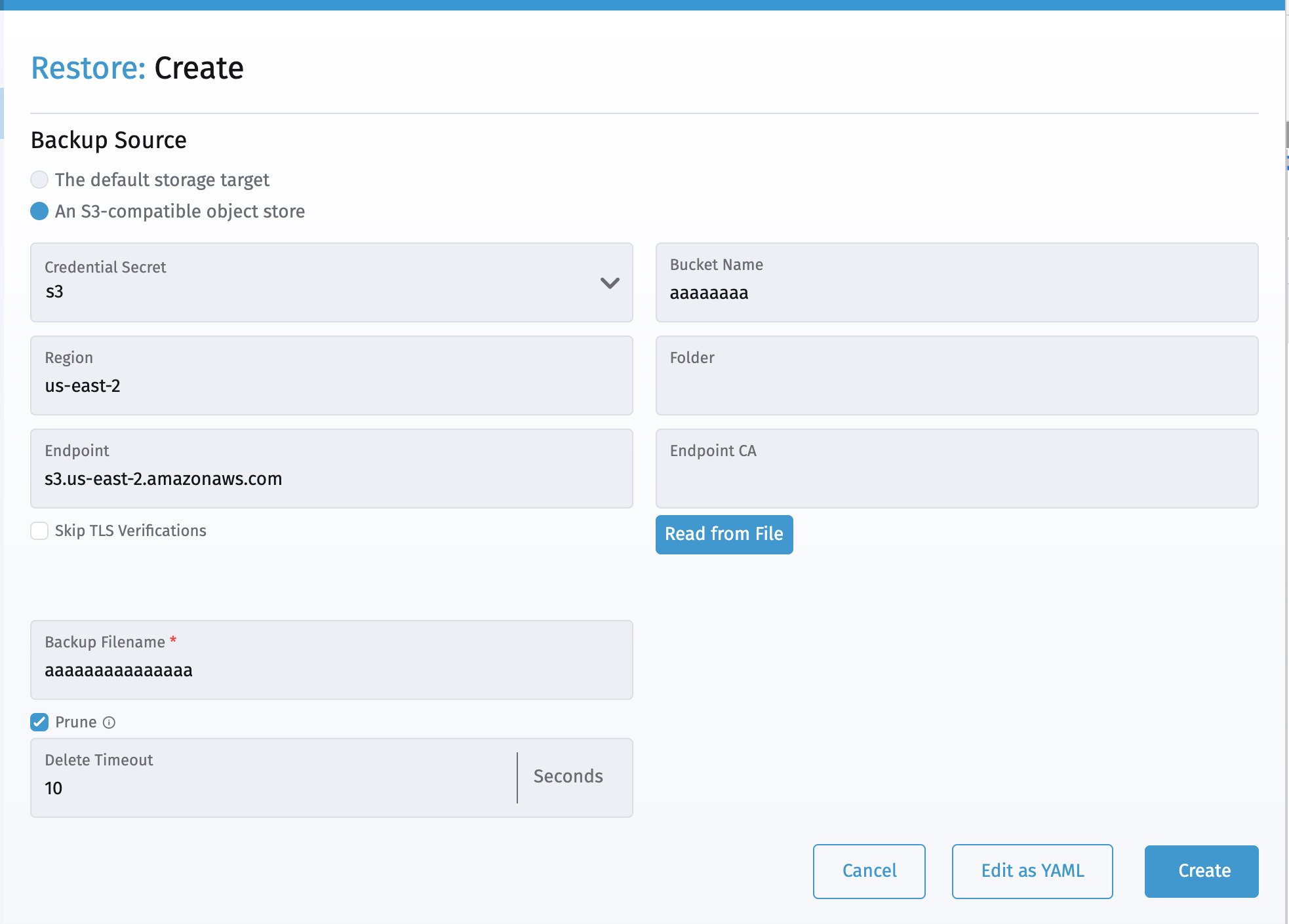 Rancher Backup S3 Config Are Lost When Creating A Backup · Issue