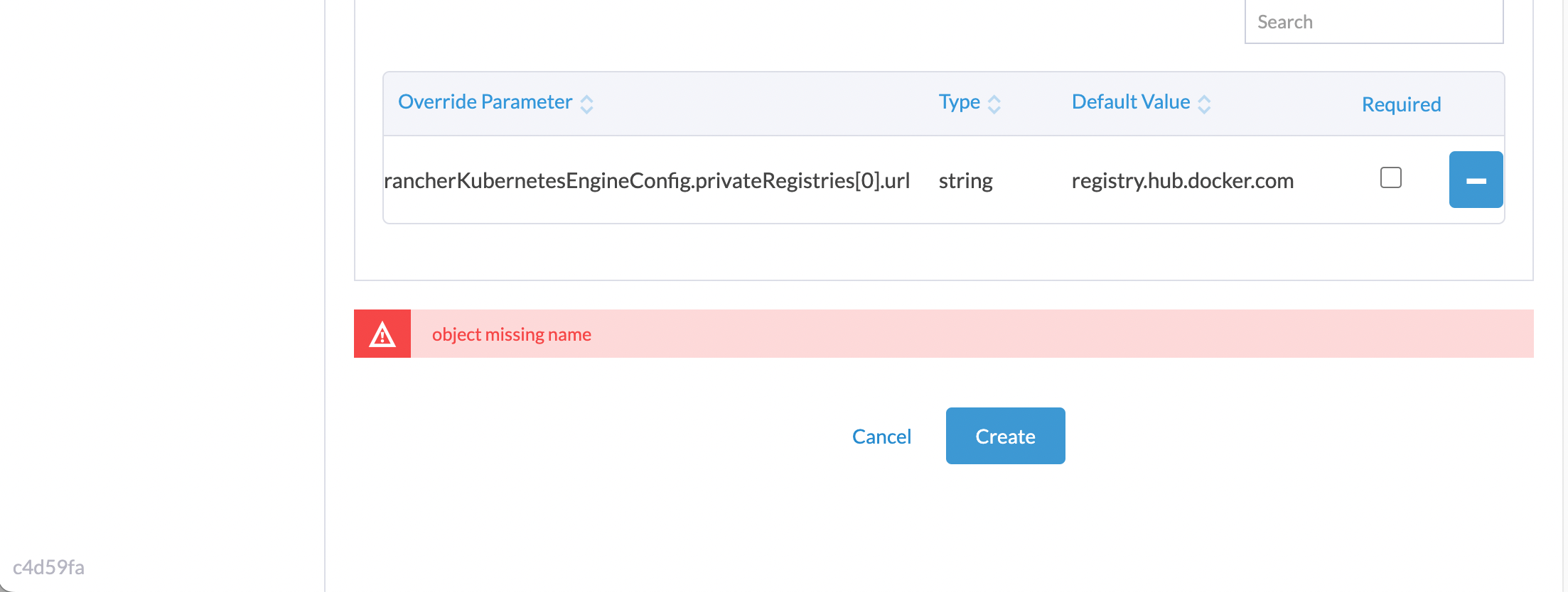 RKE1 Cluster Template Creation Error "object missing name" · Issue #5945 · rancher/dashboard ...