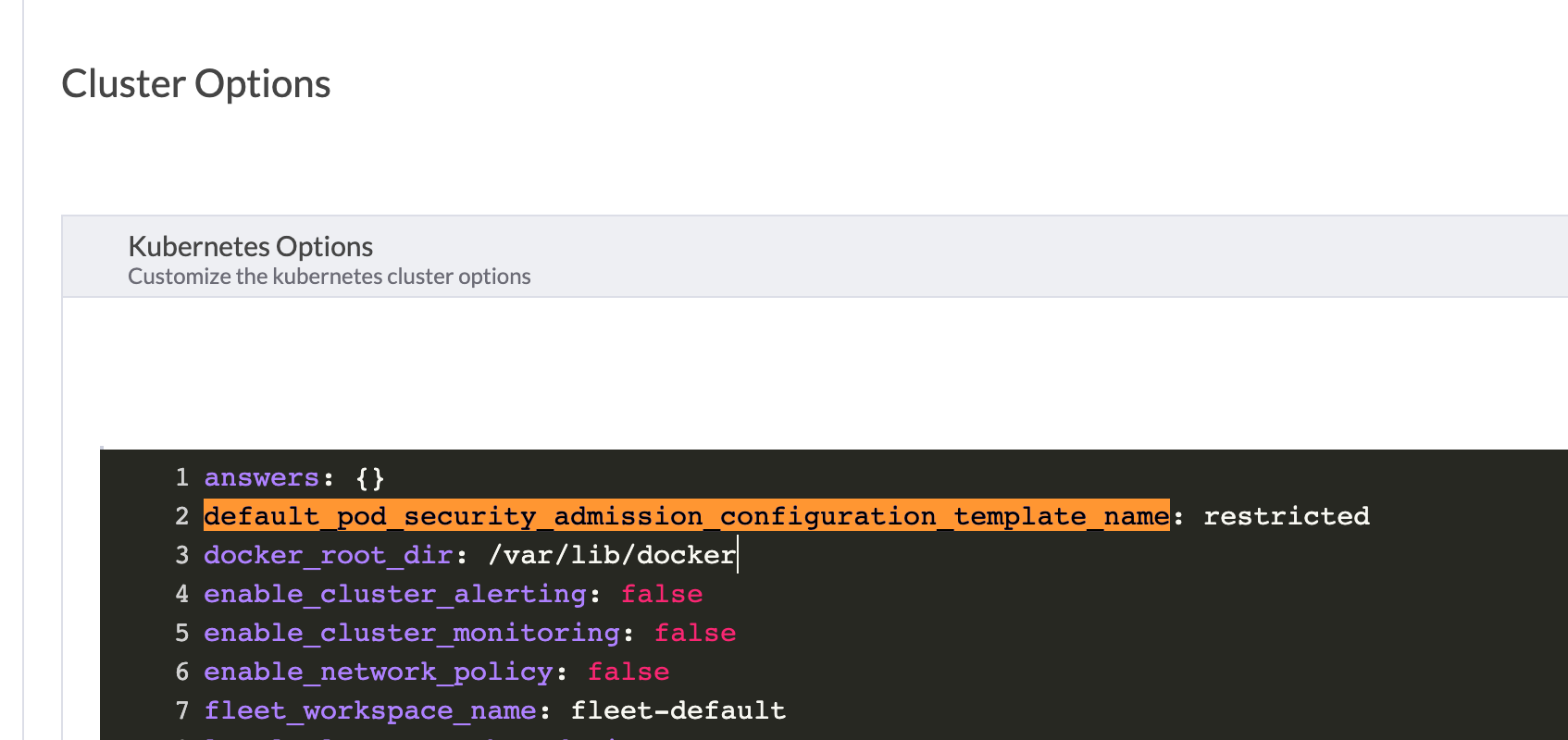 Add support for Pod Security Admission - Cluster RKE1 · Issue #7575 · rancher/dashboard · GitHub