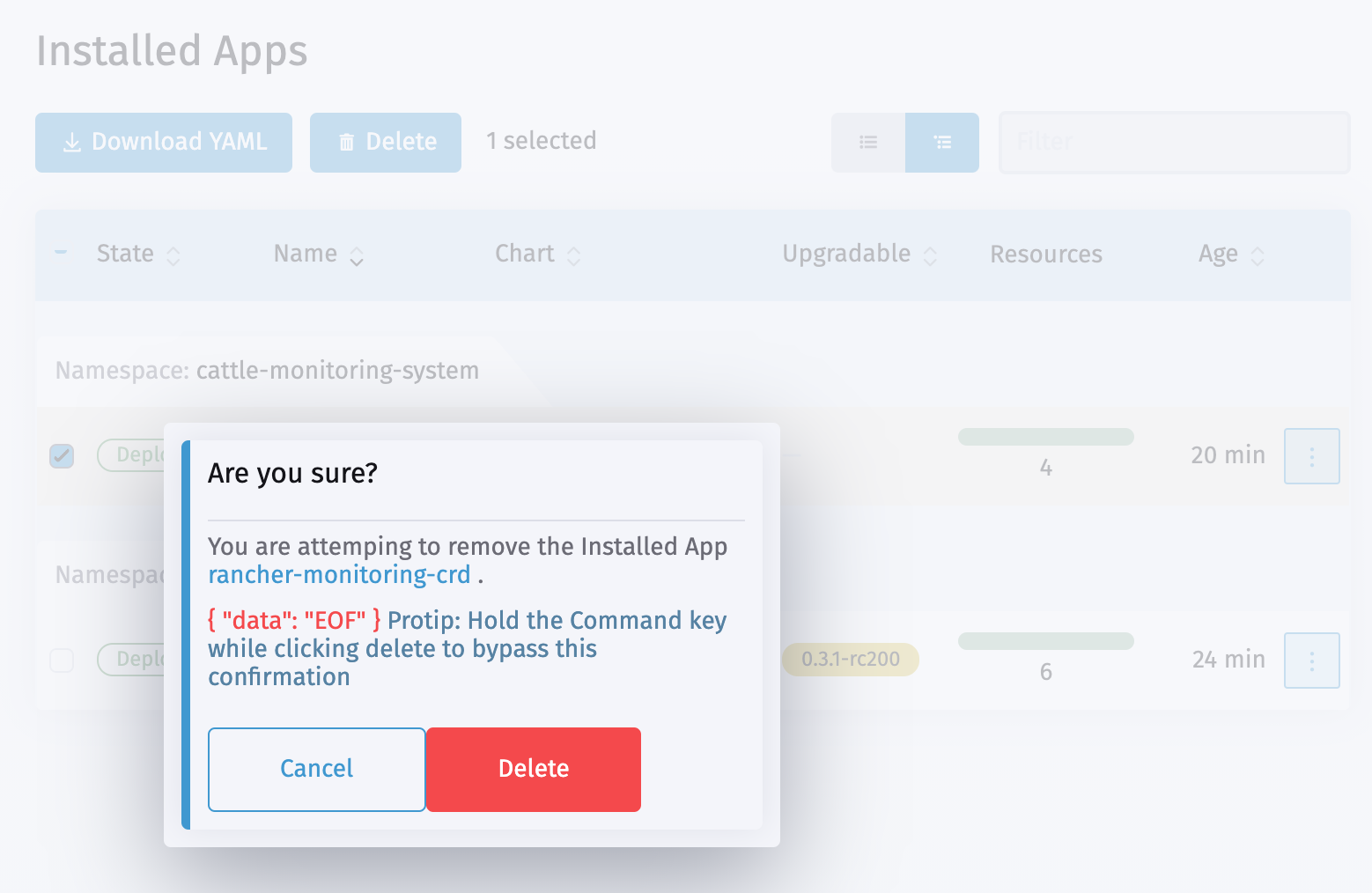 500 Internal Server Error when deleting apps in dashborad · Issue #1734 · rancher/dashboard · GitHub