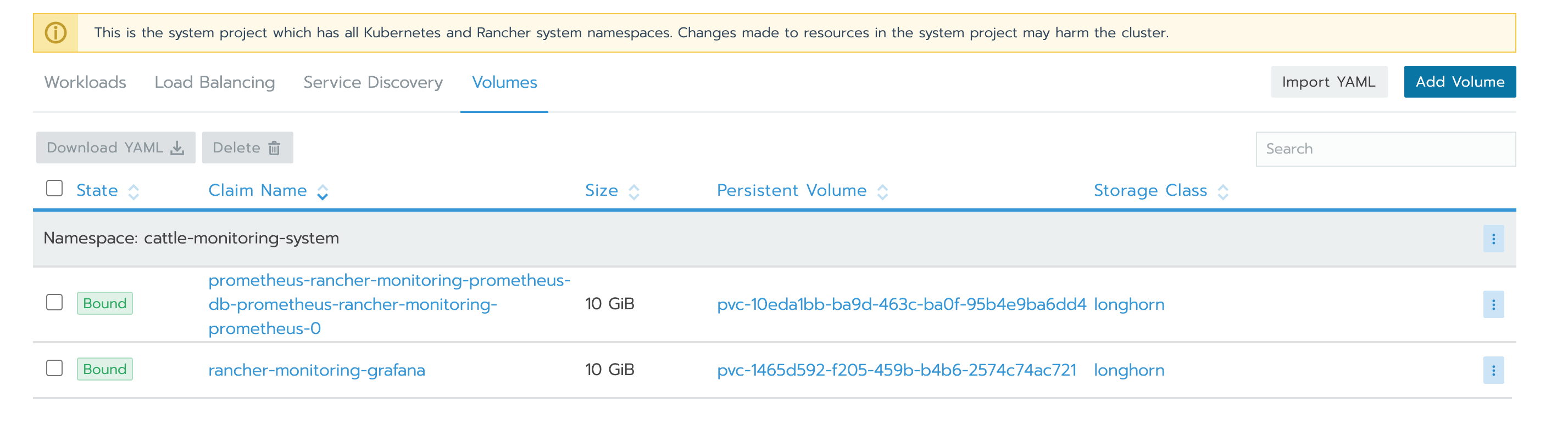 [Monitoring V2 UI] PVs should not have a selector defined by default · Issue #1757 · rancher ...