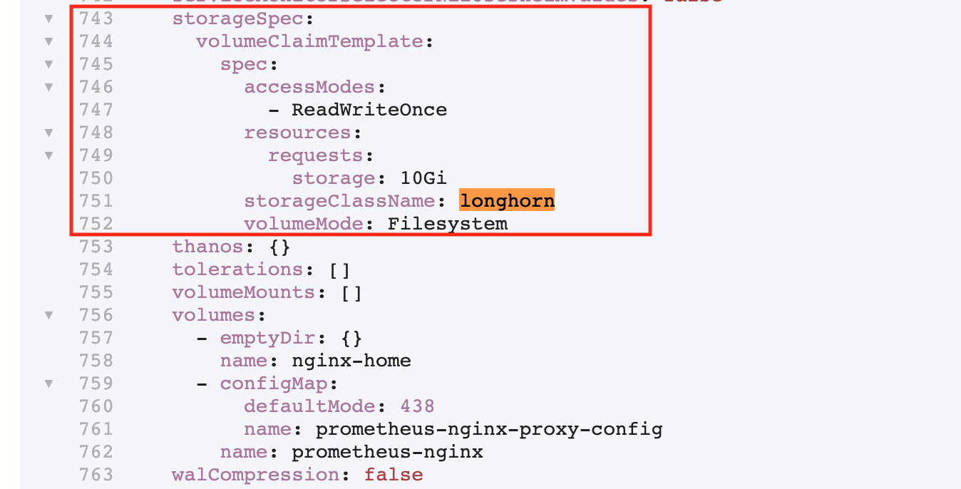 Monitoring v2 - configuration for Prometheus' persistent storage is not reflected when editing ...