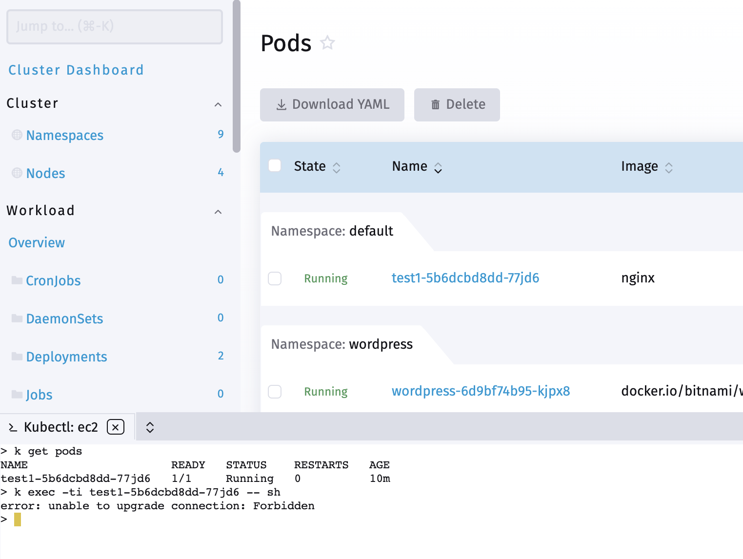 Exec To Pod Via Kubectl Shell Fails With Error Unable To Upgrade