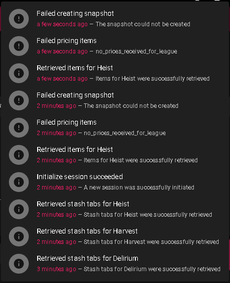 Snapshots not working. · Issue #567 · viktorgullmark/exilence-next · GitHub