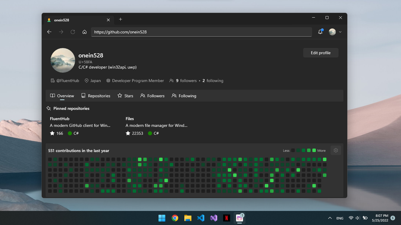 Add contribution graph to user overview page · Issue #213 · 0x5bfa/FluentHub · GitHub