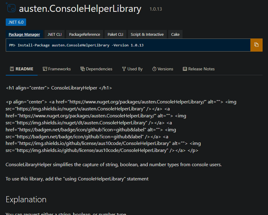 [Bug]: HTML tags supported in CommonMark not rendered in nuget.org documentation page · Issue ...