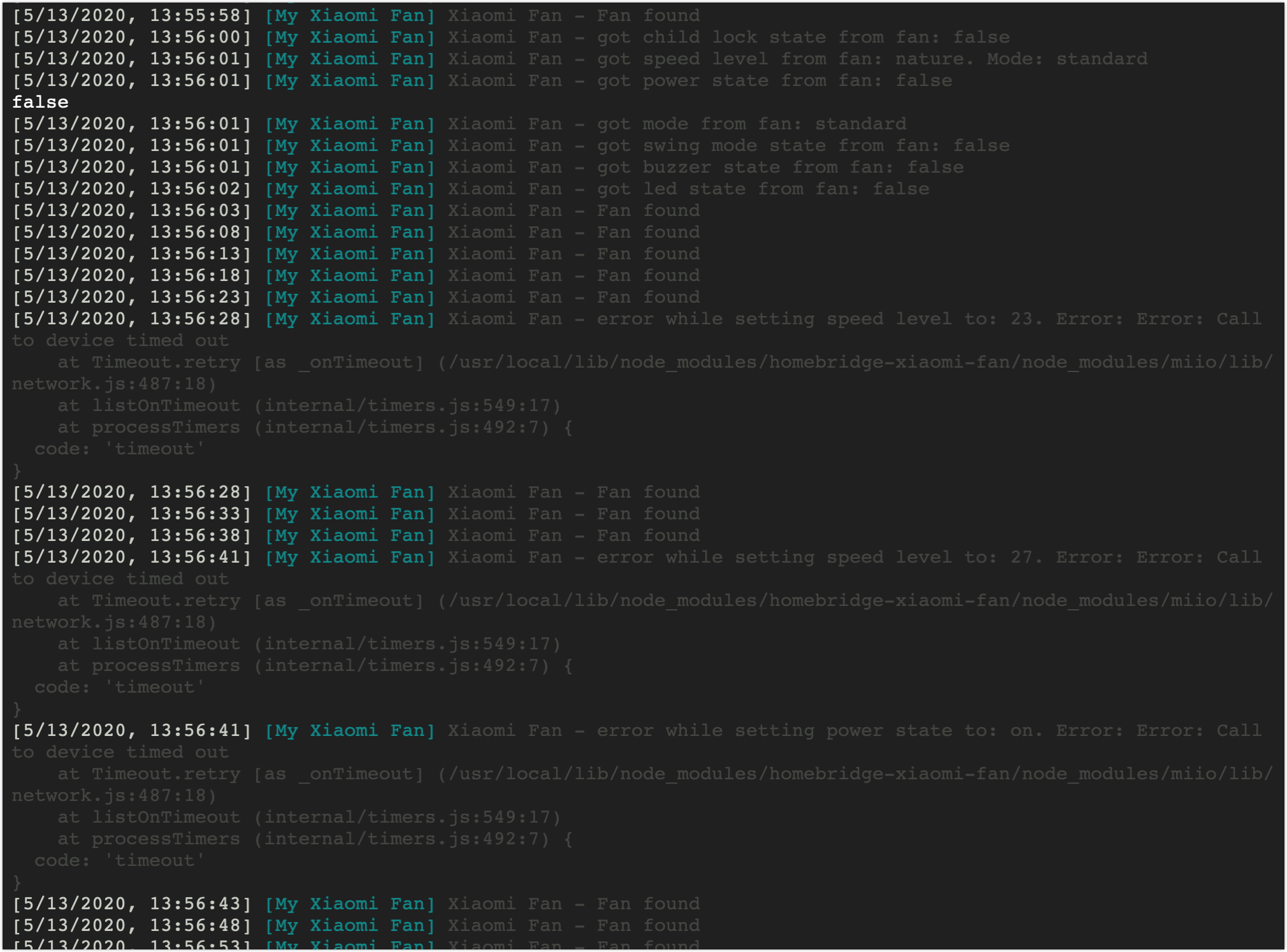 can connect fan but can't control fan · Issue #6 · merdok/homebridge-xiaomi-fan · GitHub