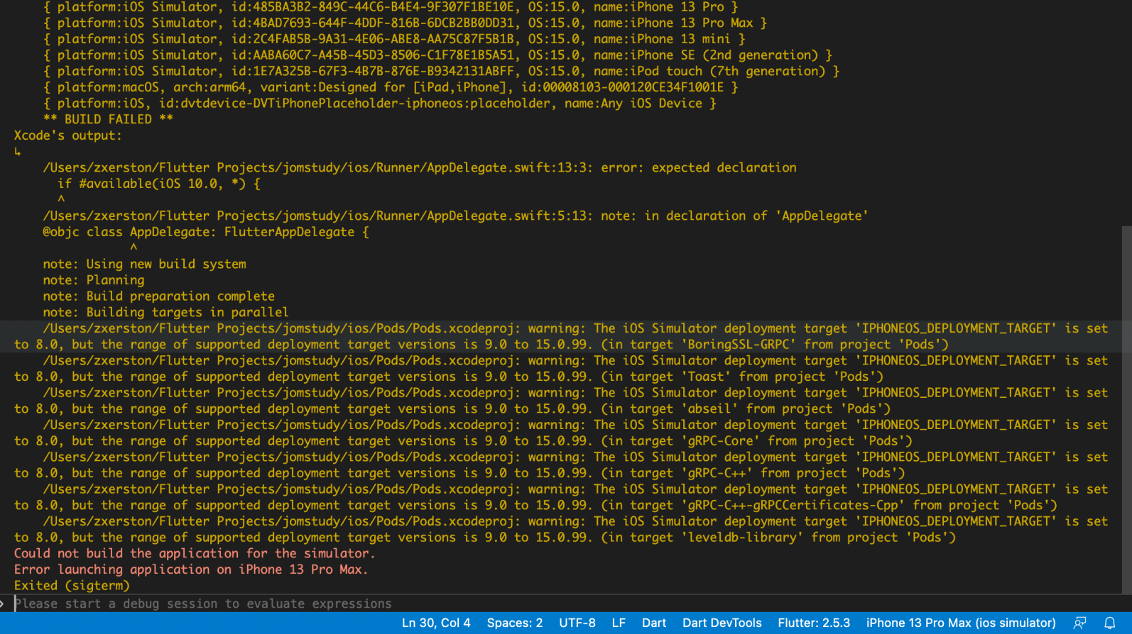 Error Launching Application after iOS setup · Issue #1377 · MaikuB/flutter_local_notifications ...