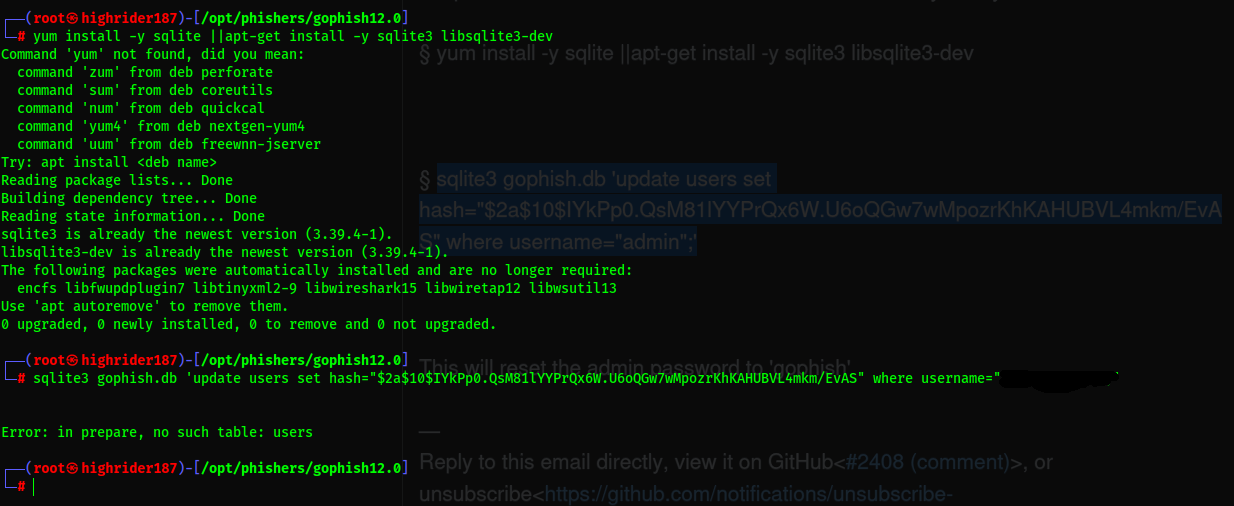 Resetting Gophish password · Issue #2408 · gophish/gophish · GitHub