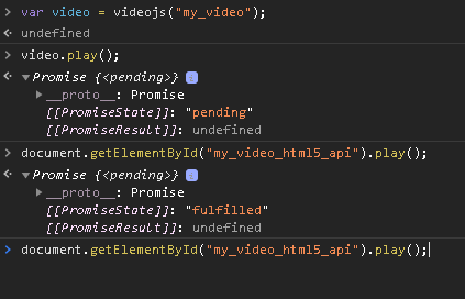 videojs play() returns promisestate as pending forever · Issue #7031 · videojs/video.js · GitHub