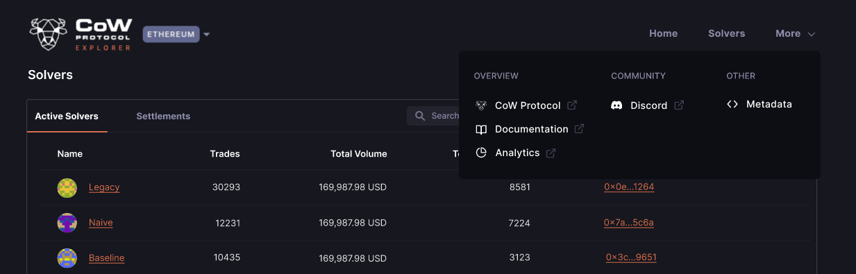 Explorer menu redesign · Issue #187 · cowprotocol/explorer · GitHub