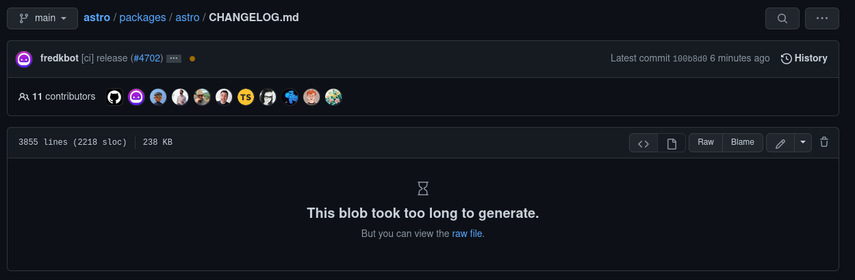 Update CHANGELOG.md by FredKSchott · Pull Request #4743 · withastro/astro · GitHub