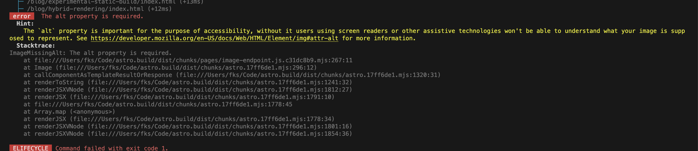 Missing alt text results in opaque error message · Issue #8248 · withastro/astro · GitHub