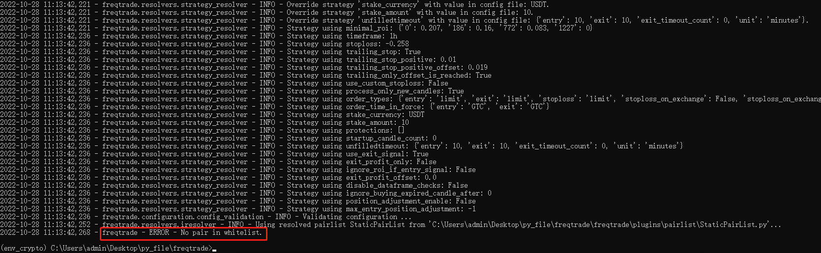 Error No Pair In Whitelist · Issue 7651 · Freqtradefreqtrade · Github 