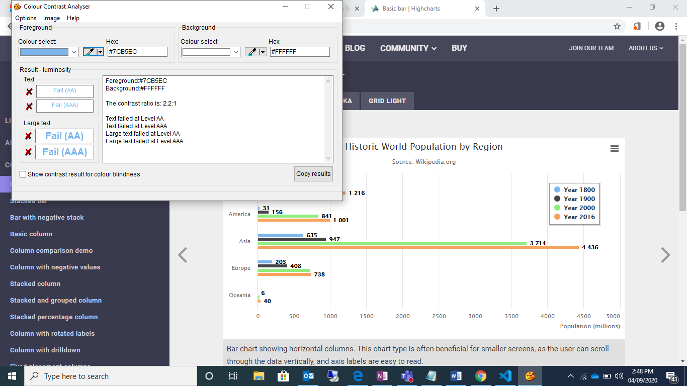Luminosity ratio of the 'Graph Color' should be greater than or equal ...