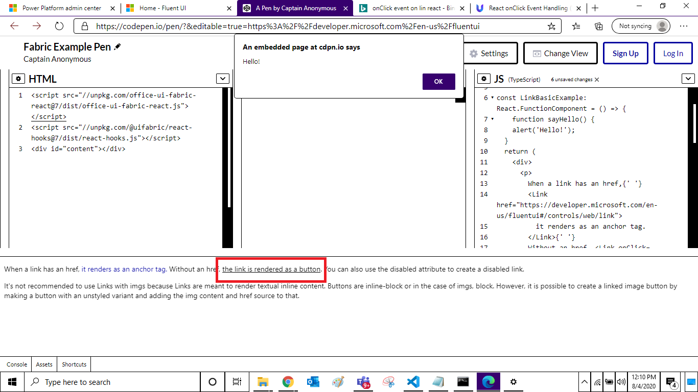 Link rendered as button is displayed as normal text(no color ...