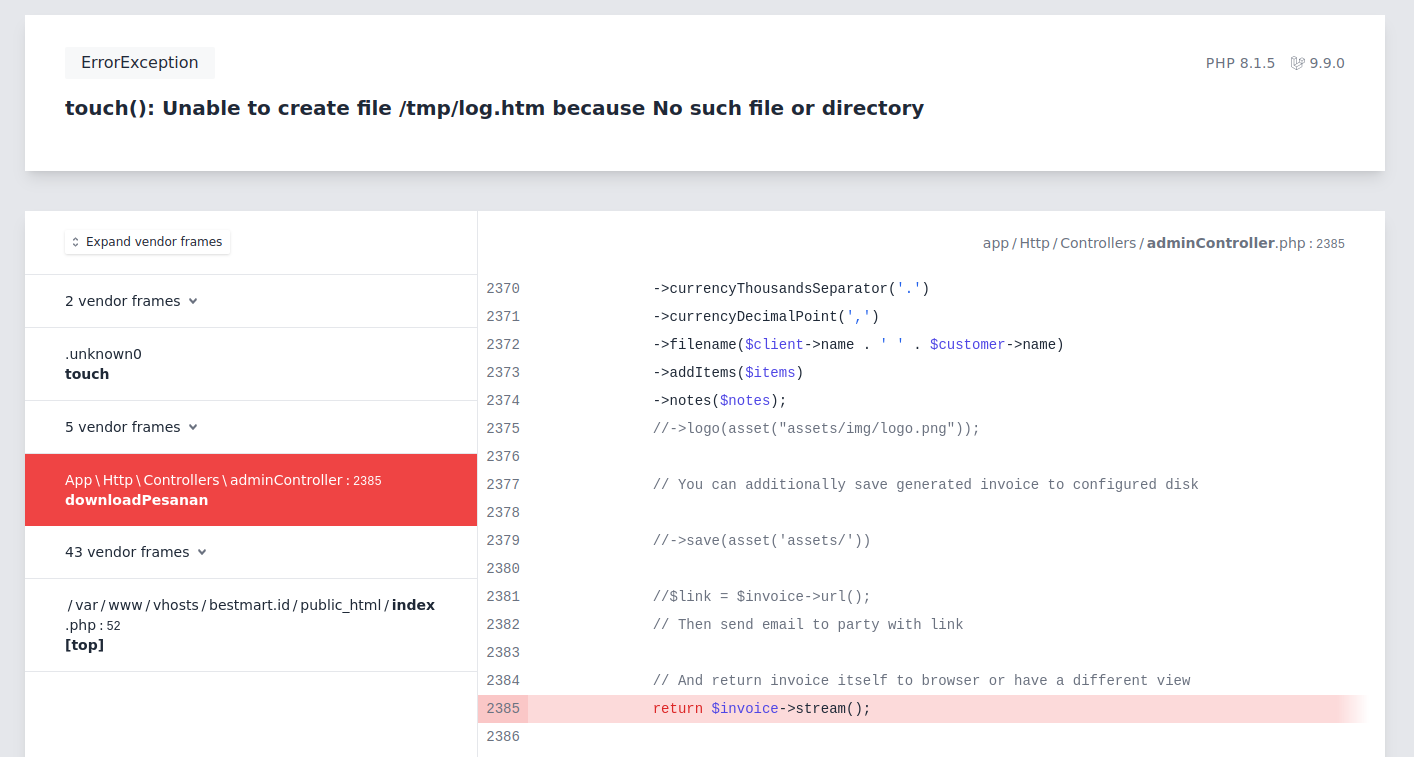 touch(): Unable to create file /tmp/log.htm because No such file or directory · Issue #146 ...