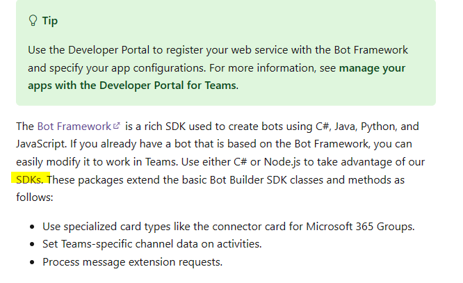 Incorrect 'build a bot' & 'SDKs' redirection link · Issue #9036 · MicrosoftDocs/msteams-docs ...