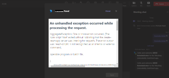 Meeting Side Panel app not working · Issue #877 · OfficeDev/Microsoft-Teams-Samples · GitHub