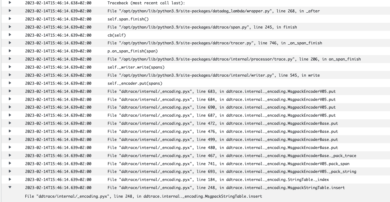 ddtrace.internal._encoding.MsgpackStringTable.insert crashes · Issue #4945 · DataDog/dd-trace-py ...