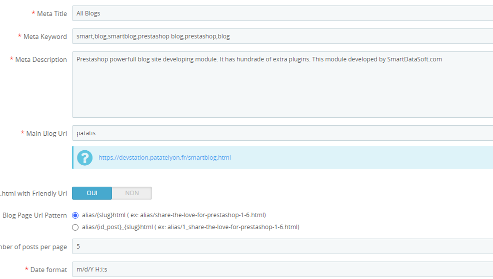 Can't change ' Main URL blog ' · Issue #142 · smartdatasoft/smartblog · GitHub