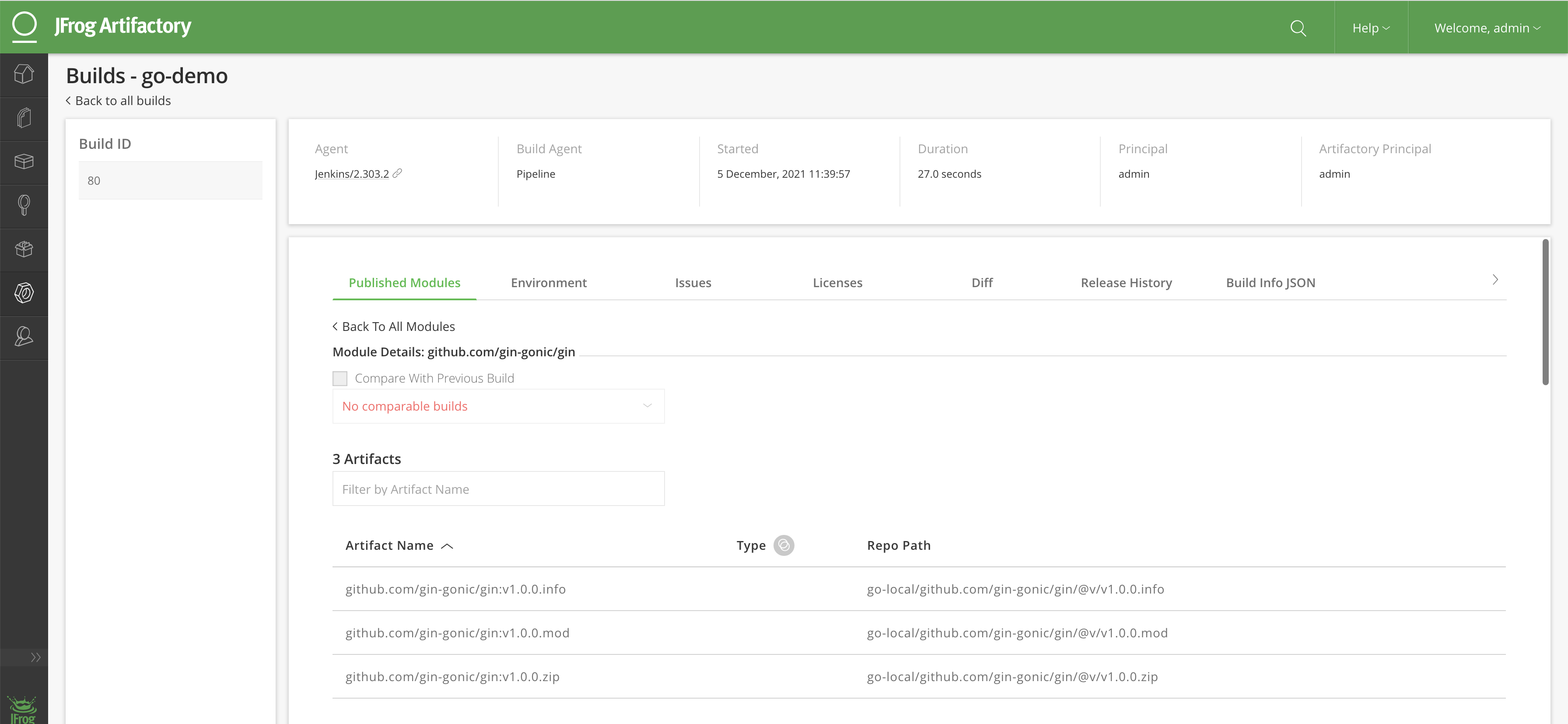 File structure difference and Files missing within the published Golang package using Jenkins ...