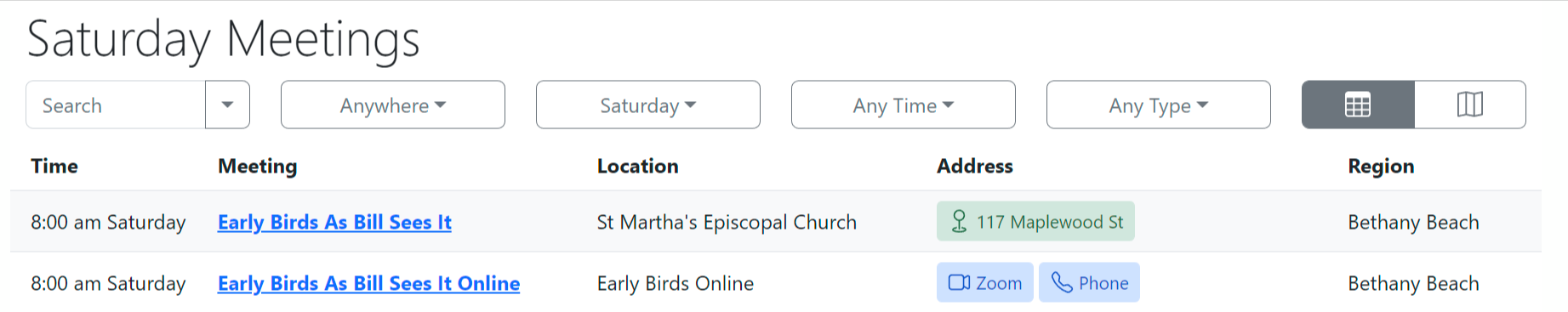 Inactive Meetings Not Showing Up when day is selected · code4recovery ...