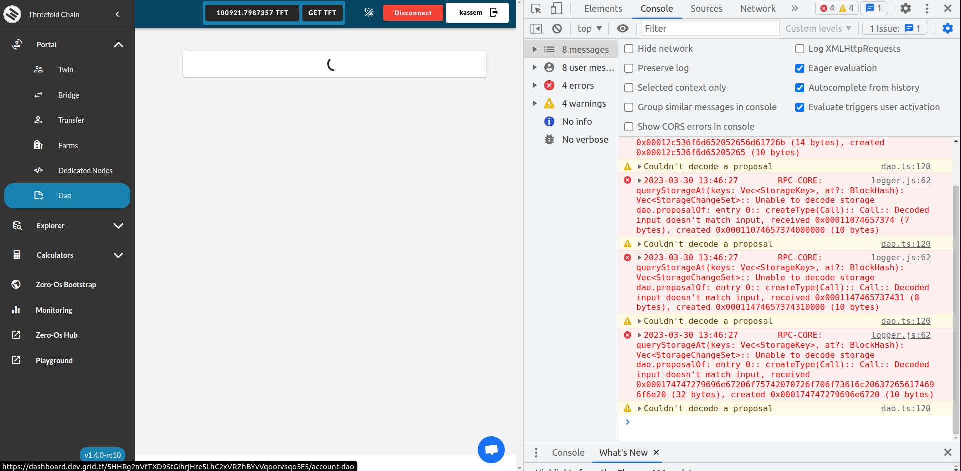 console errors while opening DAO page · Issue #47 · threefoldtech/tfgrid-sdk-ts · GitHub