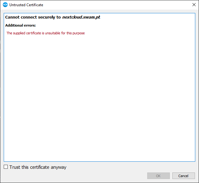 [Bug]: ambiguous SSL certificate error message · Issue #4427 · nextcloud/desktop · GitHub