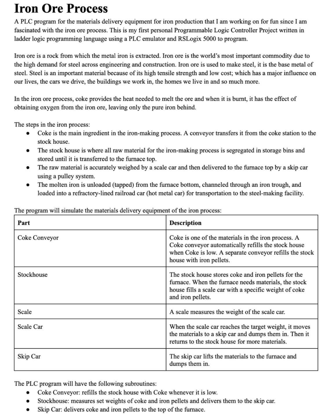 GitHub - Ashley-Ung/Iron-Ore-Process: A PLC program using Ladder Logic ...