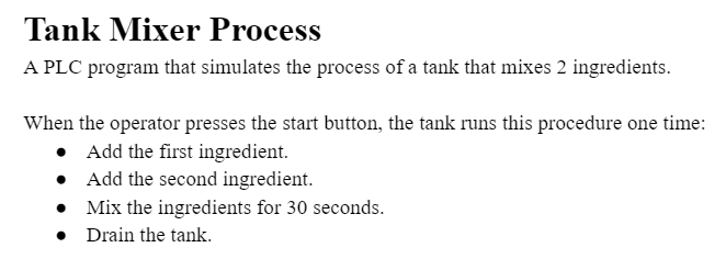 GitHub - Ashley-Ung/Mixing-Tank-Process: A PLC program using Ladder Logic Programming for the ...